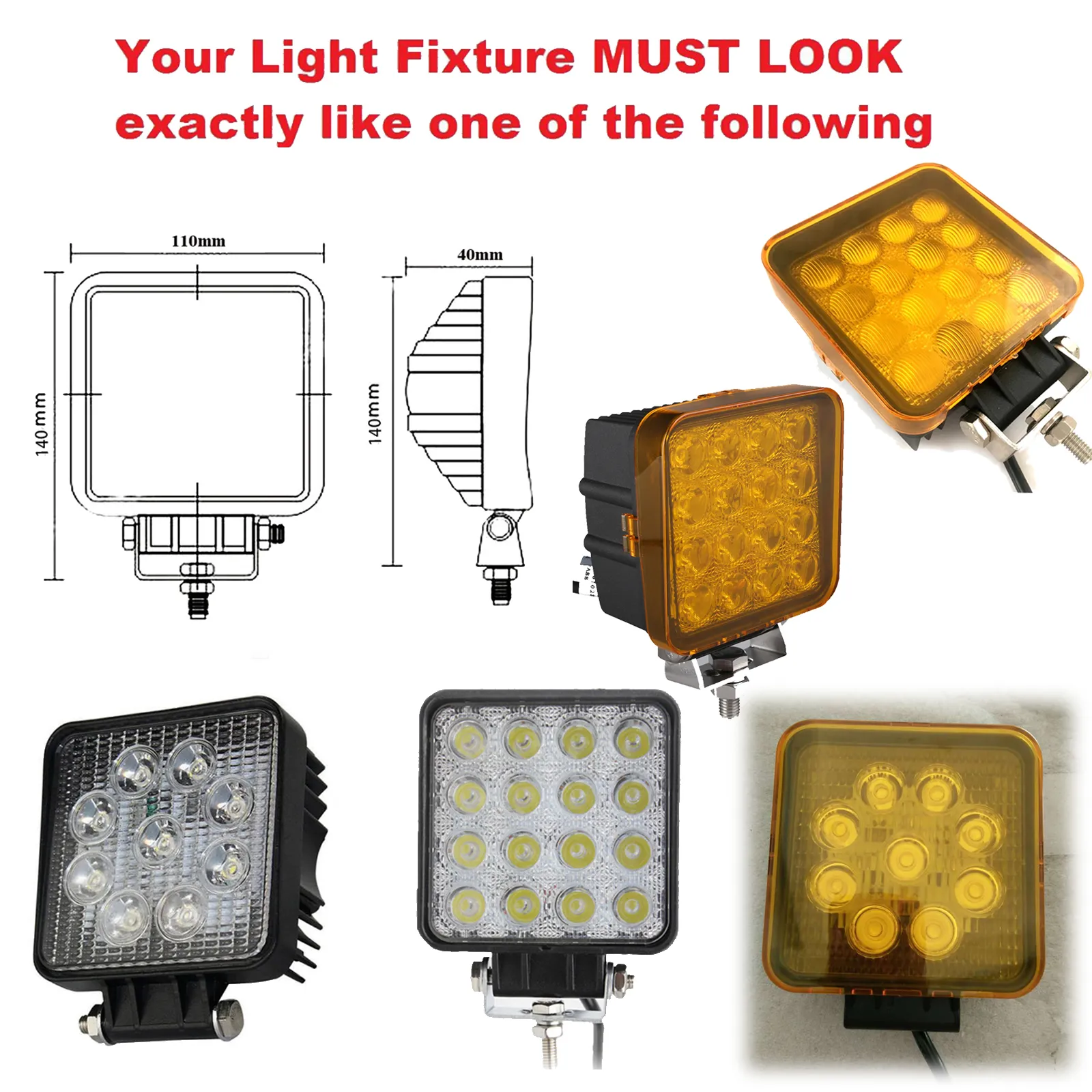 DHgate.com:4" Round/Square Amber LED Light Cover - Dustproof Off-Road ...
