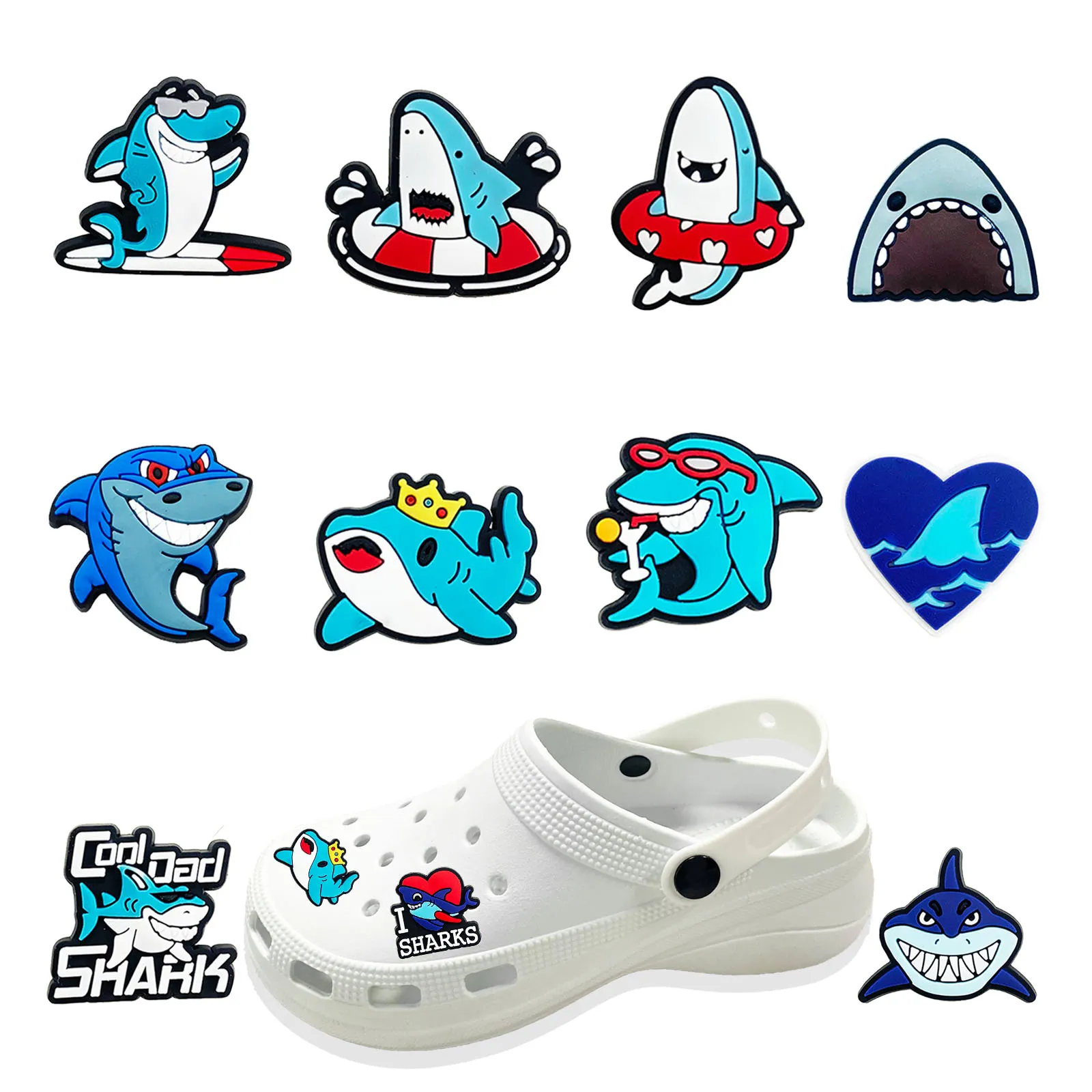 PVC Shark Shoe Accessory Buckle Decoration for Crocs and Jelly Sandals ...