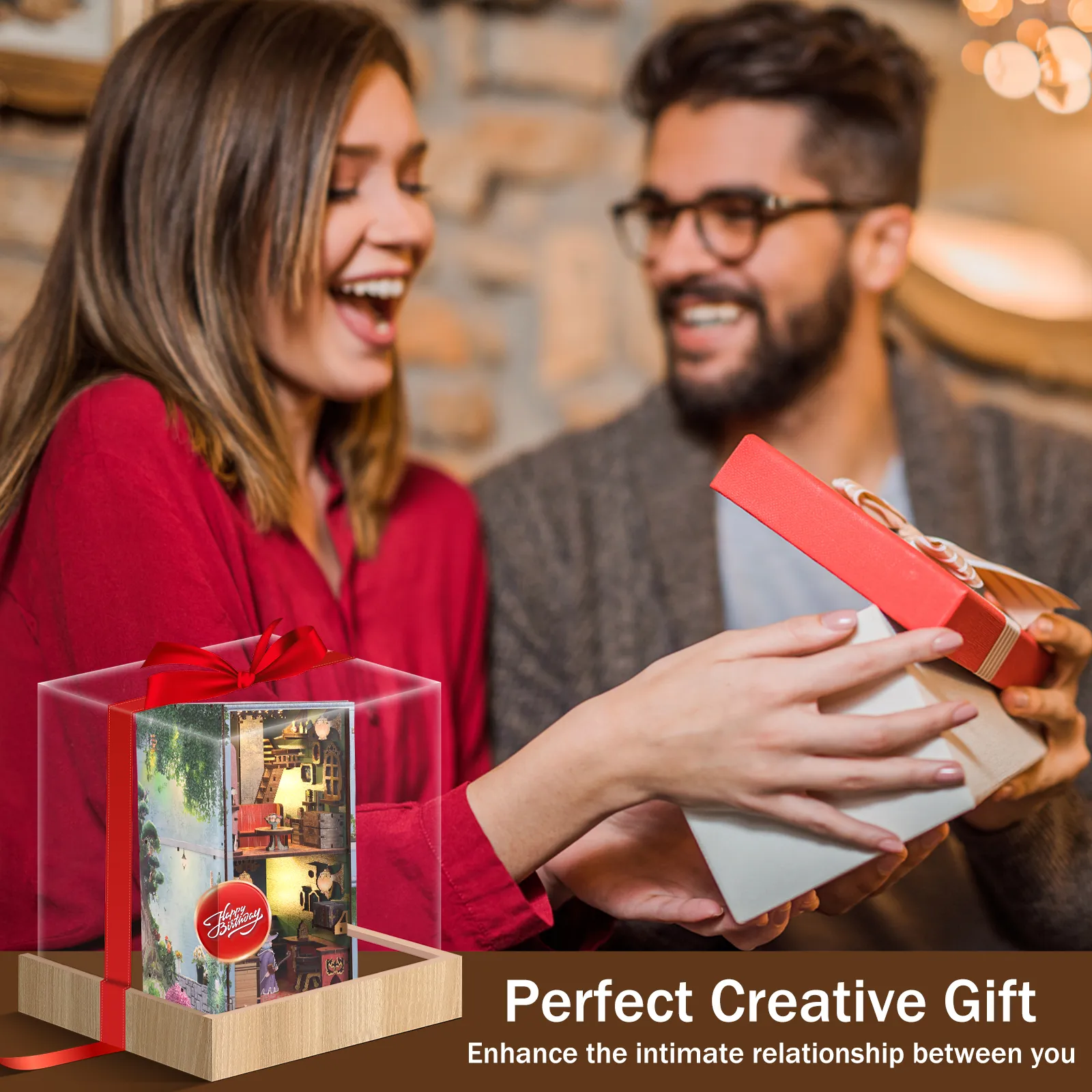 DIY Book Nook Kit 3D Wooden Puzzle Miniature Dollhouse Bookcase Insert ...