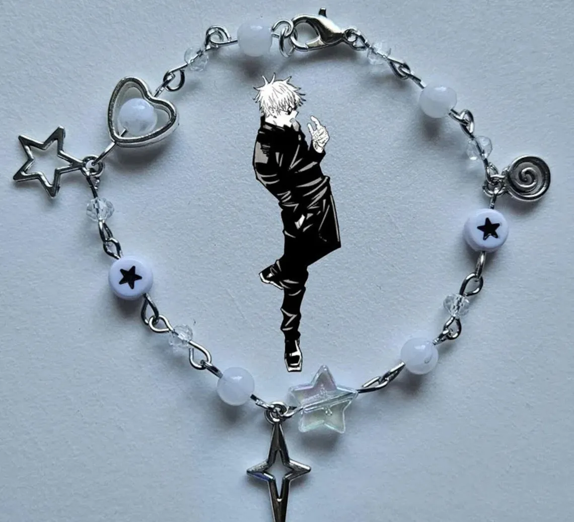 Neo Gothic Zinc Alloy Strand Bracelet, Y2K Bead Charm... From ...