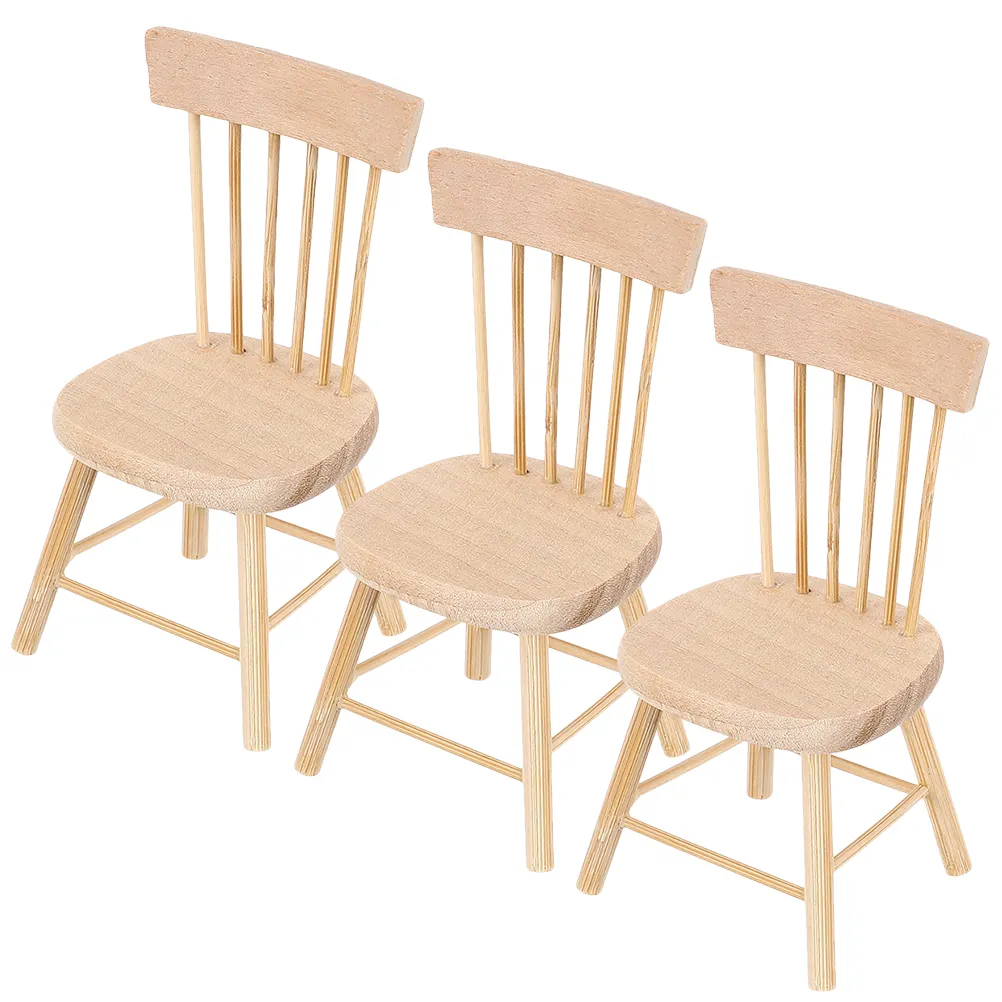 DHgate.com:3 Pcs Dollhouse Wooden Stool Chairs Set - Miniature ...
