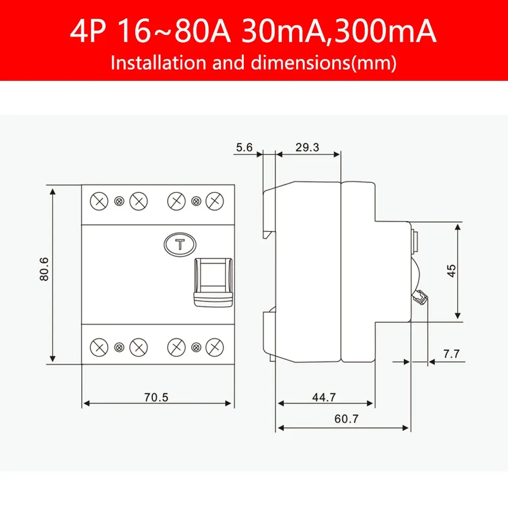4P/2P 16A-40A RCCB 30/300mA AC Earth Leakage Circuit Breaker RCD Type A ...