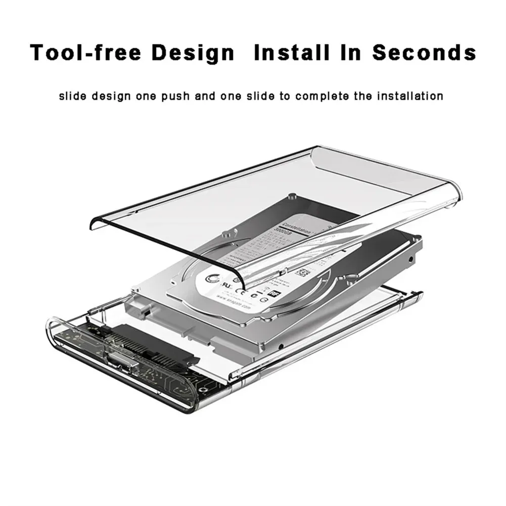 DHgate.com:5" Transparent HDD/SSD Enclosure | USB 3.0 to SATA | High ...