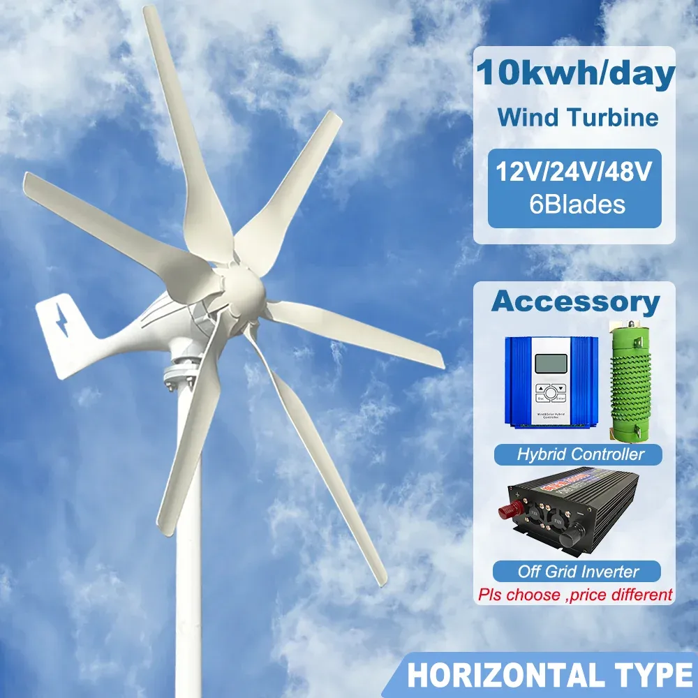 1000W Horizontal Wind Turbine Generator 12V 24V 48V Wind Power ...
