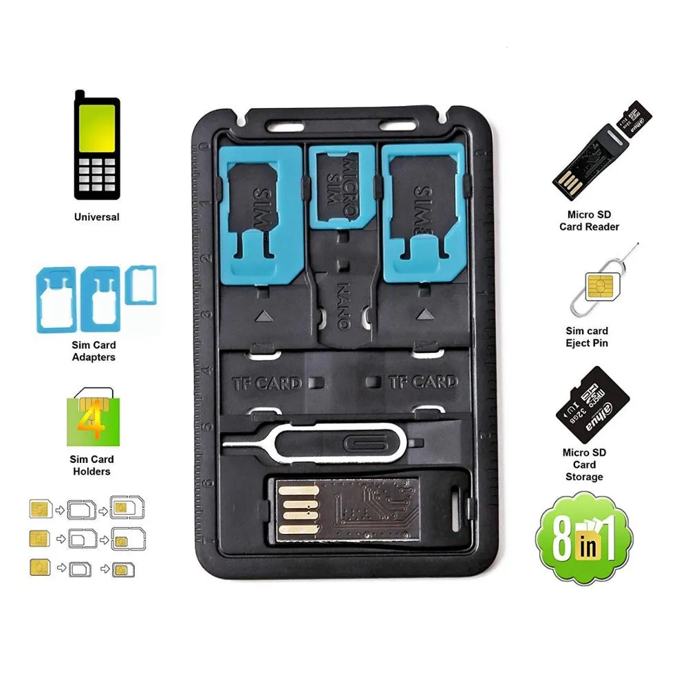 Adaptor For SIM Card & Memory Card Case: 5 In 1 Universal Mini SIM Card ...