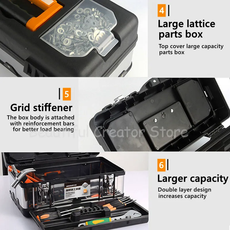 Large Double-Layer Portable Tool Case with Carry Handle for Hardware ...