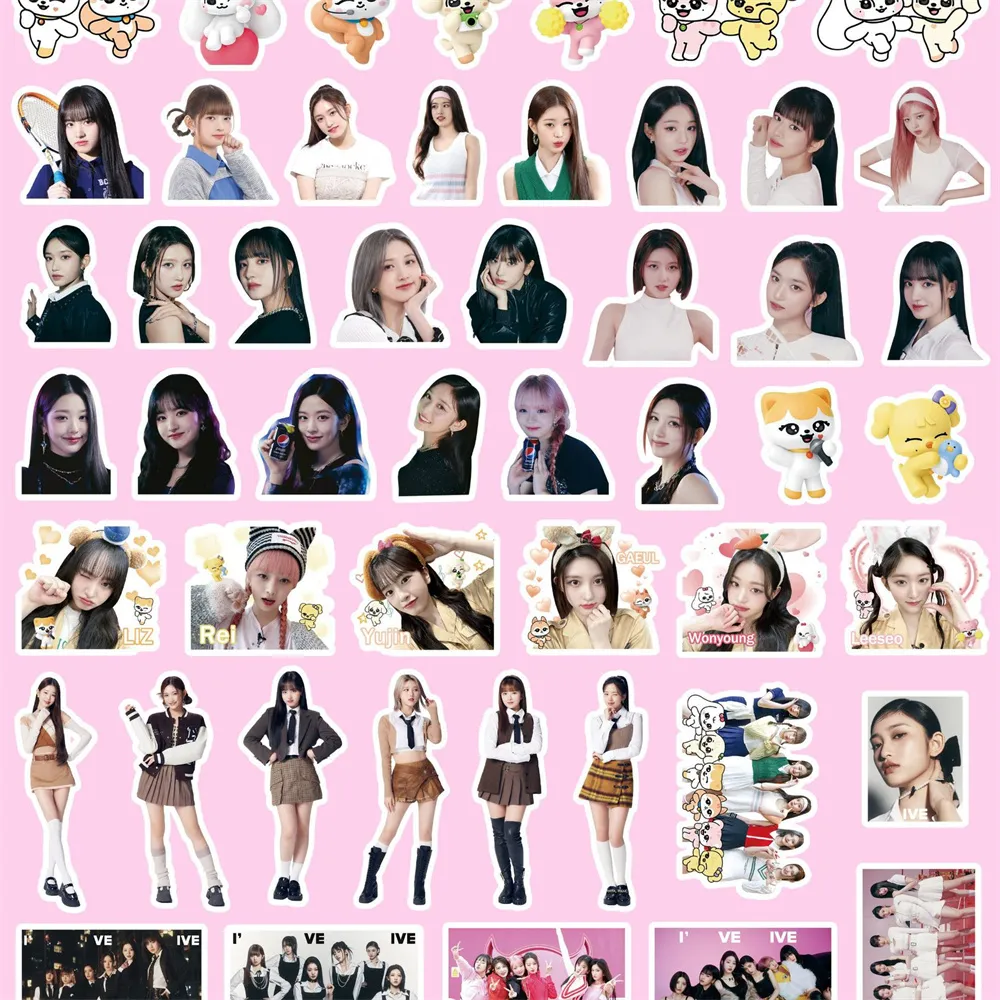 93-Piece Kpop IVE Album Stickers Yujin Gaeul Wonyoung LIZ Rei Leeseo Vinyl Self-Adhesive Set ...