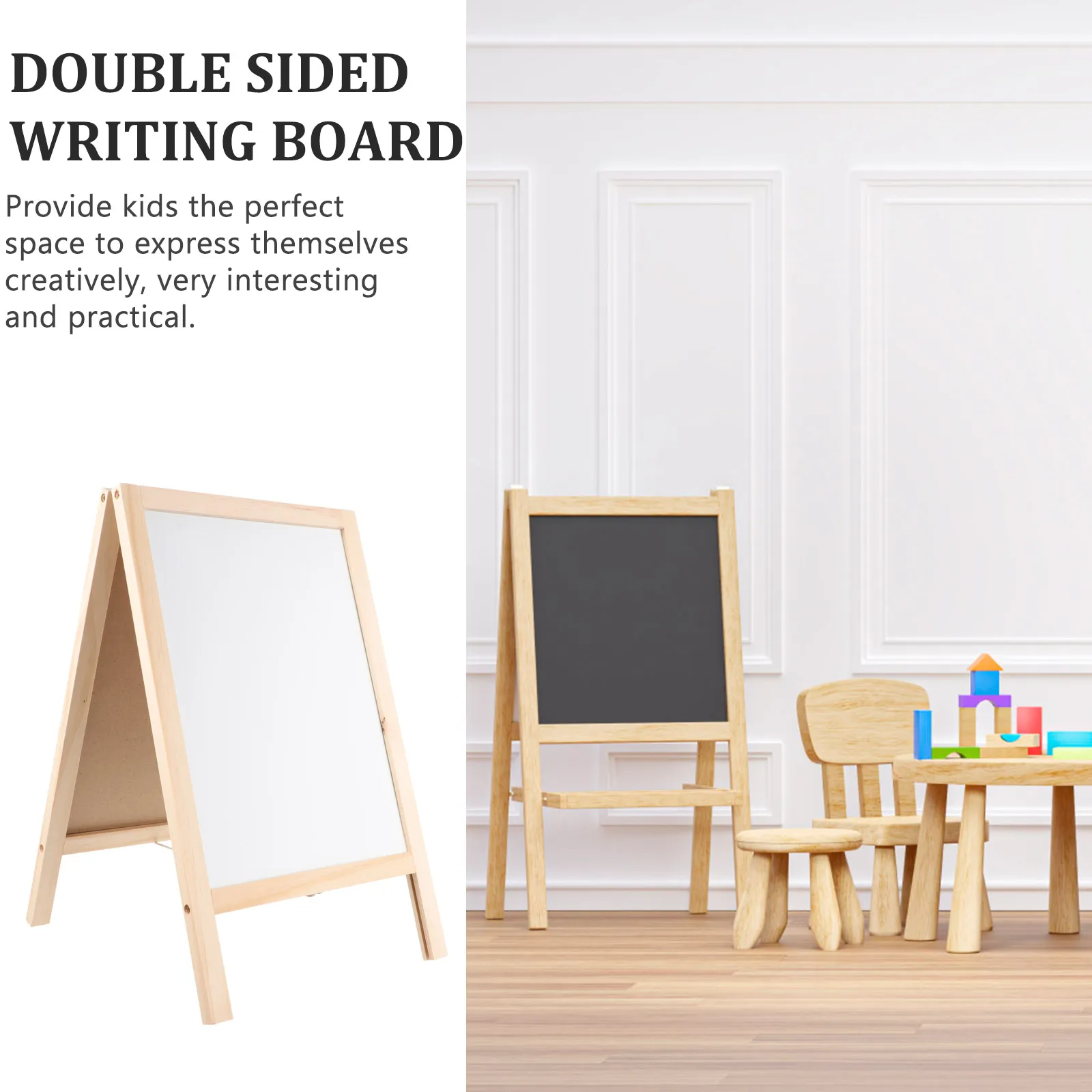 DHgate.com:Wooden Double-Sided Erasable Whiteboard & Blackboard for ...