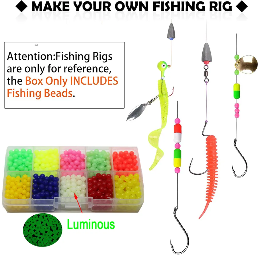Glow Fishing Beads 5mm Plastic Luminous Round Egg Beads for Saltwater ...