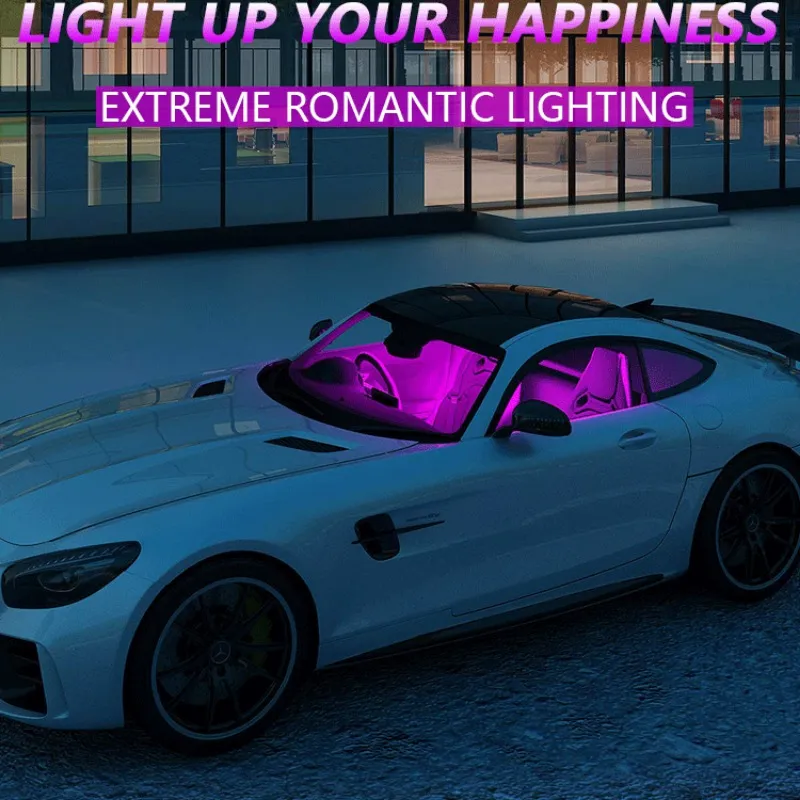 LED Car Foot Light Ambient Lamp with USB Remote Music Control Multiple ...
