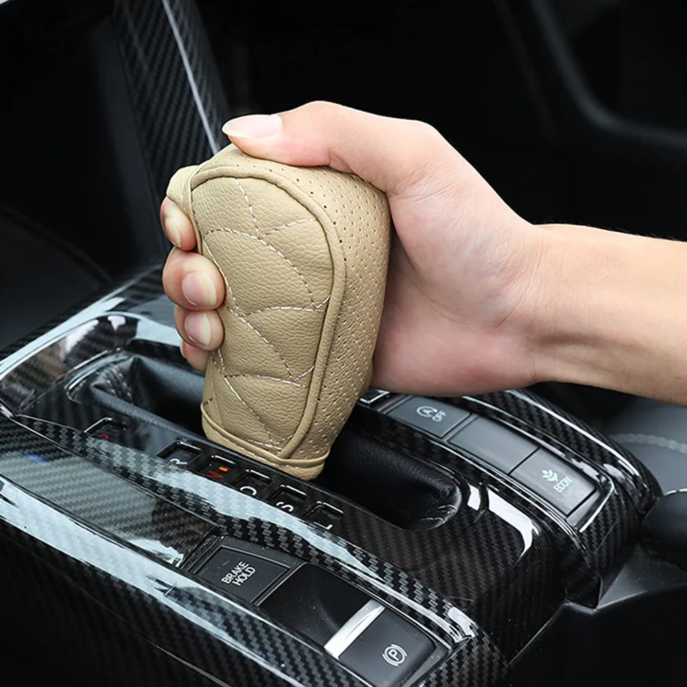 Elistooop Universal PU Leather Non-Slip Car Gear Shift Knob Cover ...