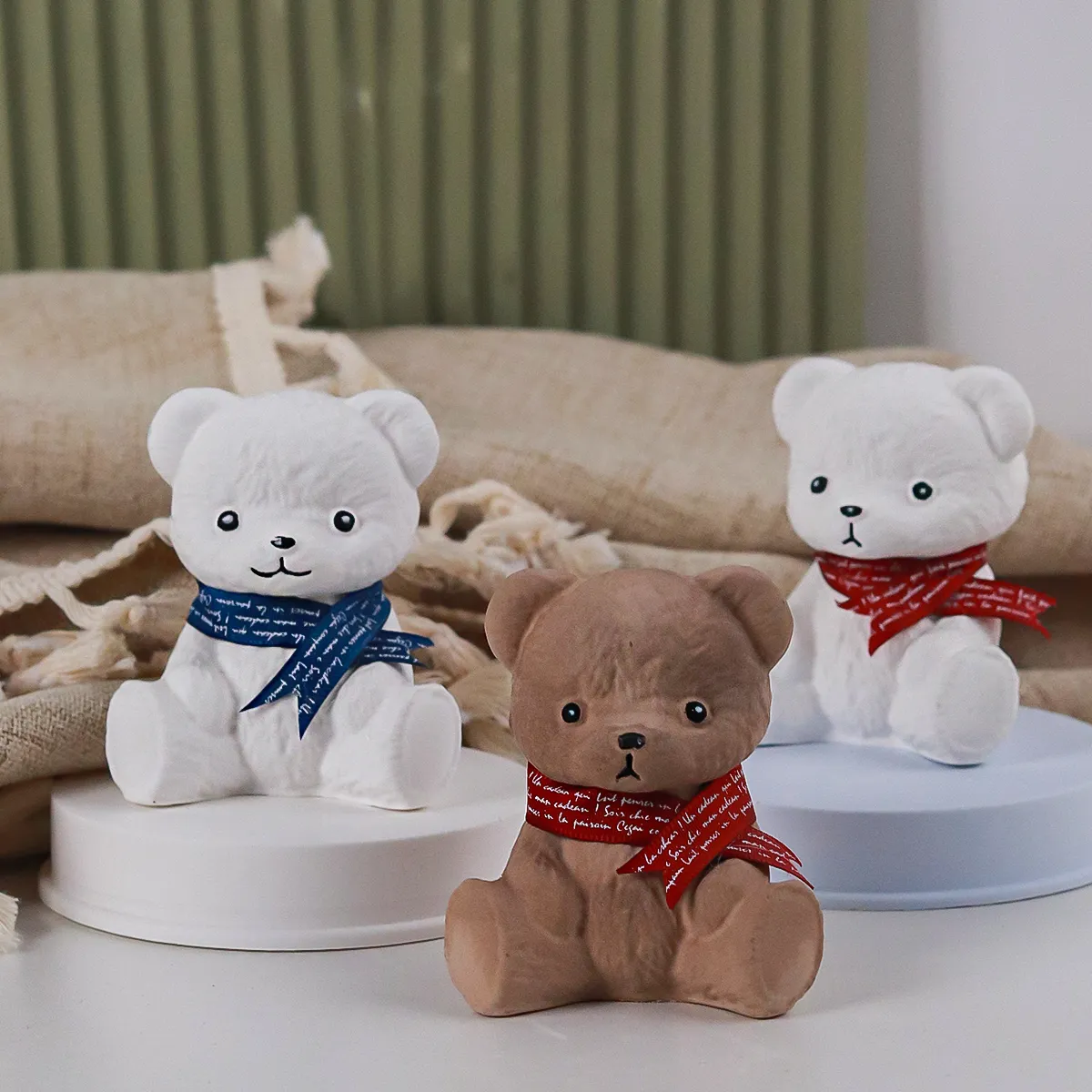 Diy Smiling Teddy Bear Silicone Candle Mold 3D Animal Soap Resin Craft ...