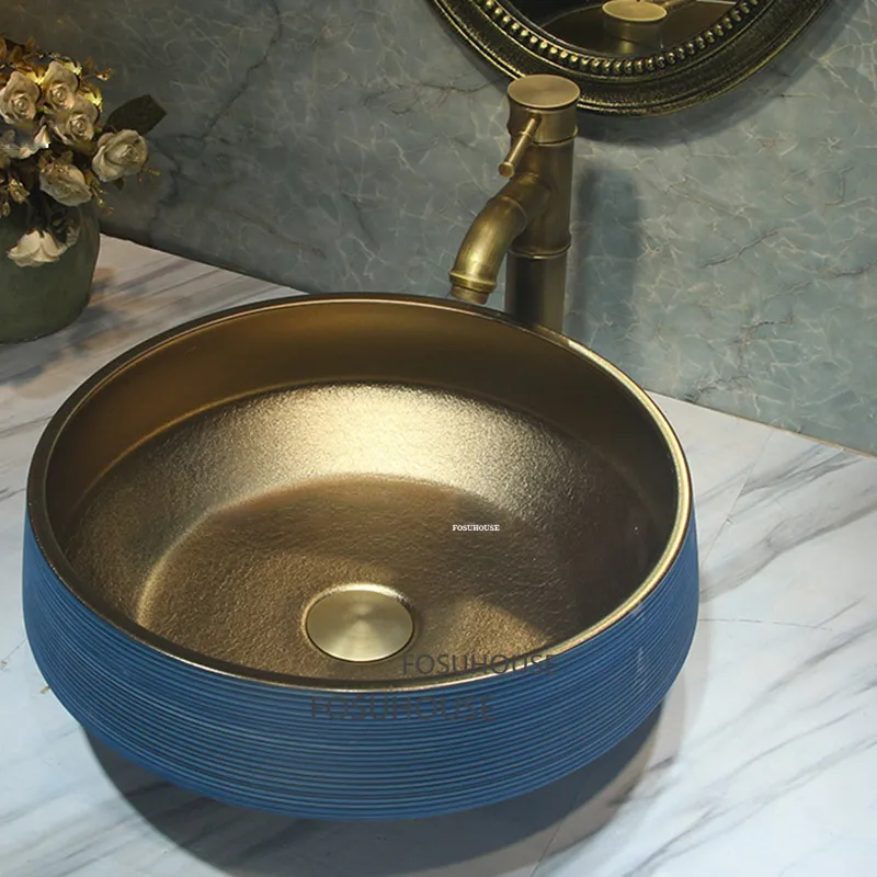 European Ceramics Bathroom Sink, Small Apartment Balcony Countertop ...