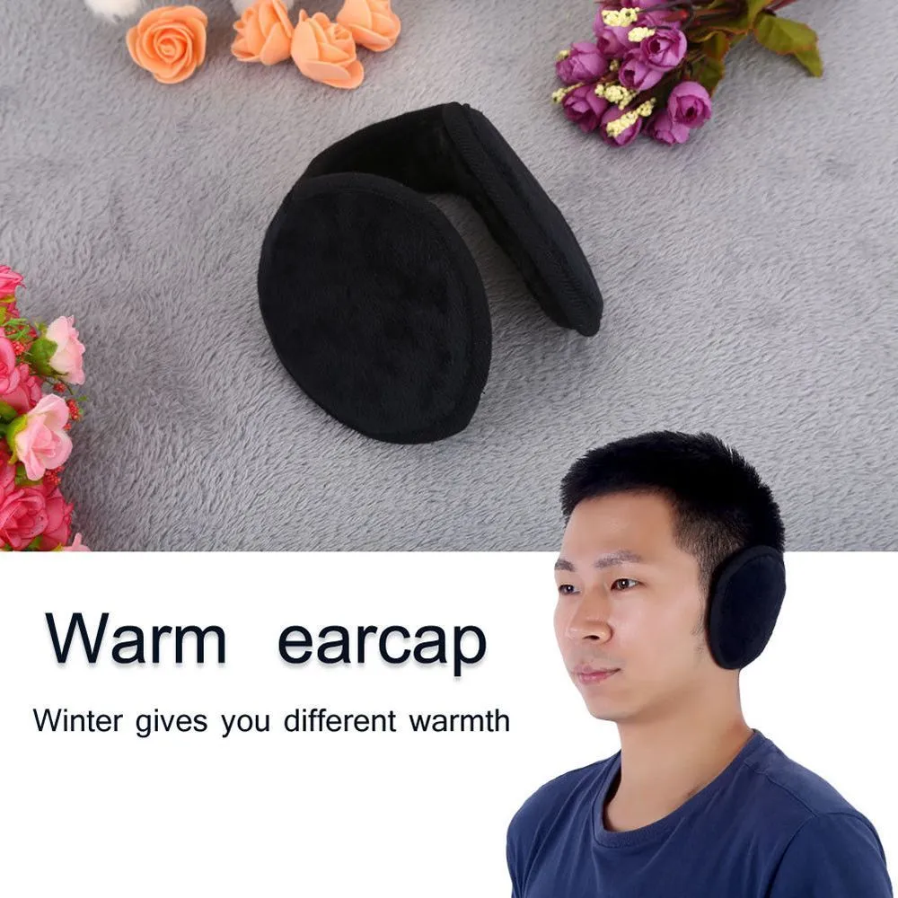 Winter Muff Grip Ear Lap Band Warmer Wrap Black Fleece Earmuff from ...