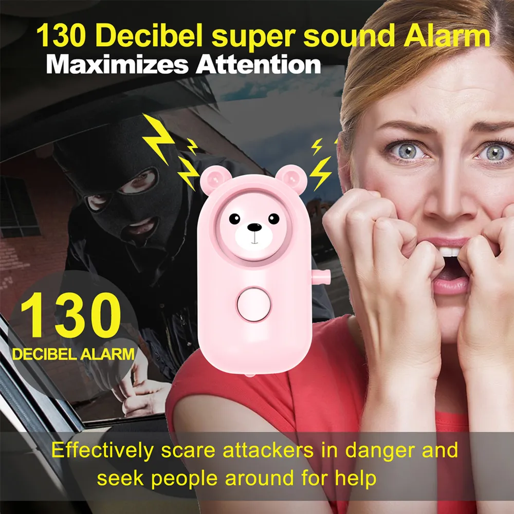 DHgate.com:Kawaii Bear Personal Alarm Keychain for Women: Loud 130dB Safety Siren with LED Light ...