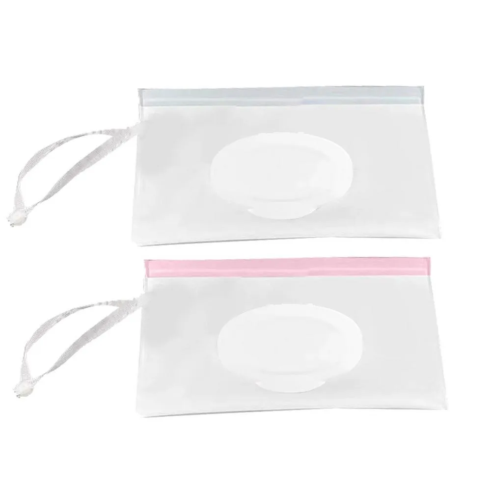 Portable Wet Wipe Pouch Plastic Baby Wet Wipe Case with Snap Strap and ...