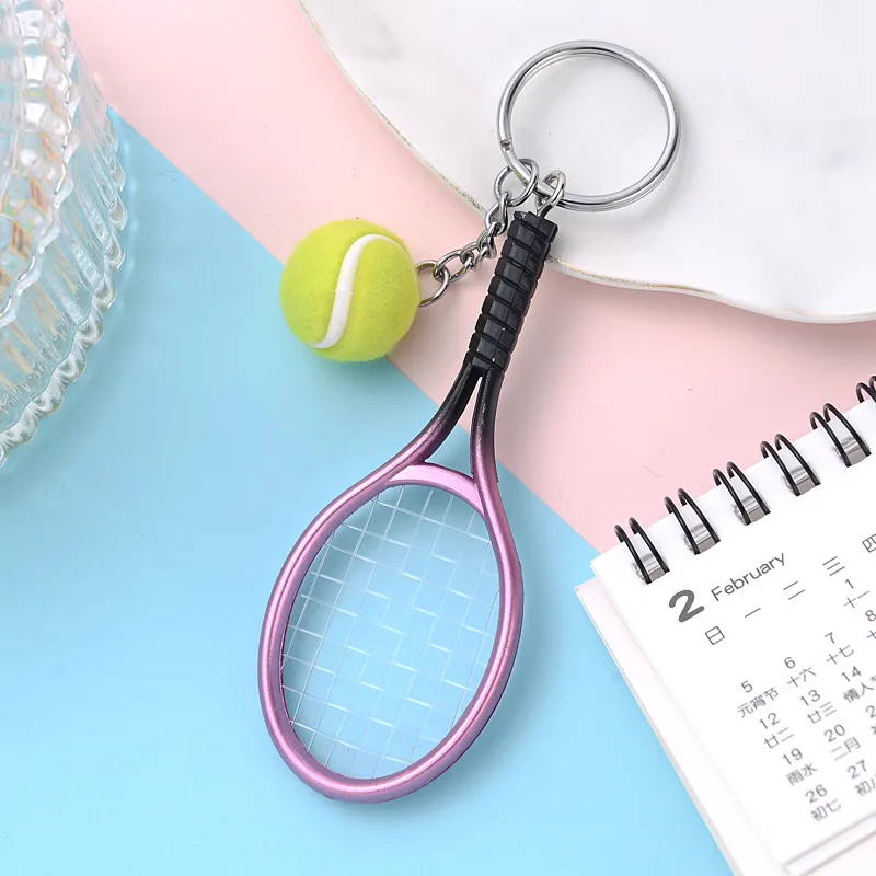 Funny Tennis Ball Mini Keychain for Women Men Racket Key Chain ...