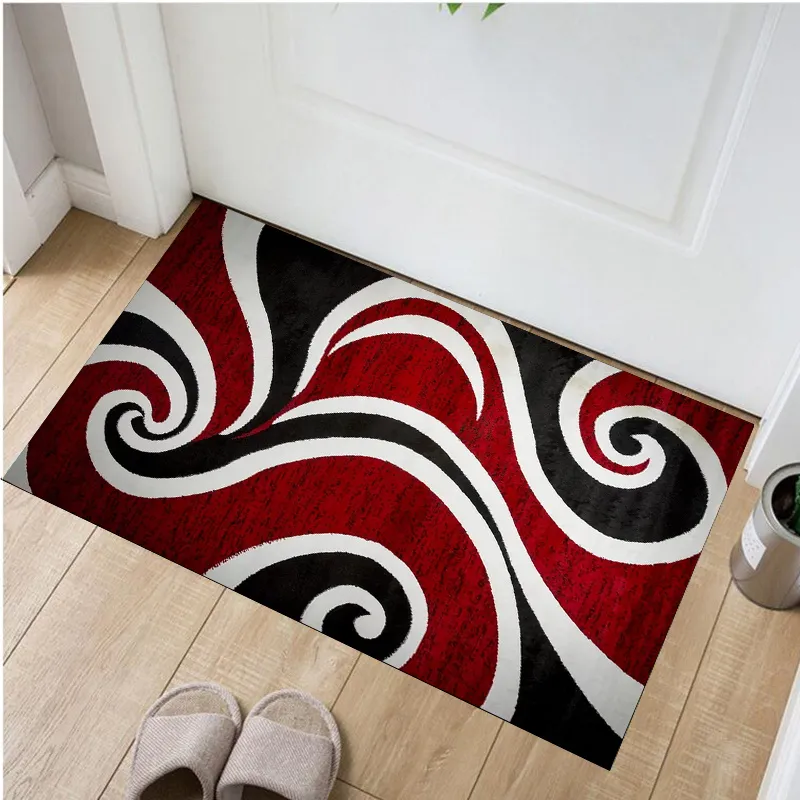 Red Patterned Carpet Non Slip Rug Pad: Modern Swirl Area Rug For Living ...