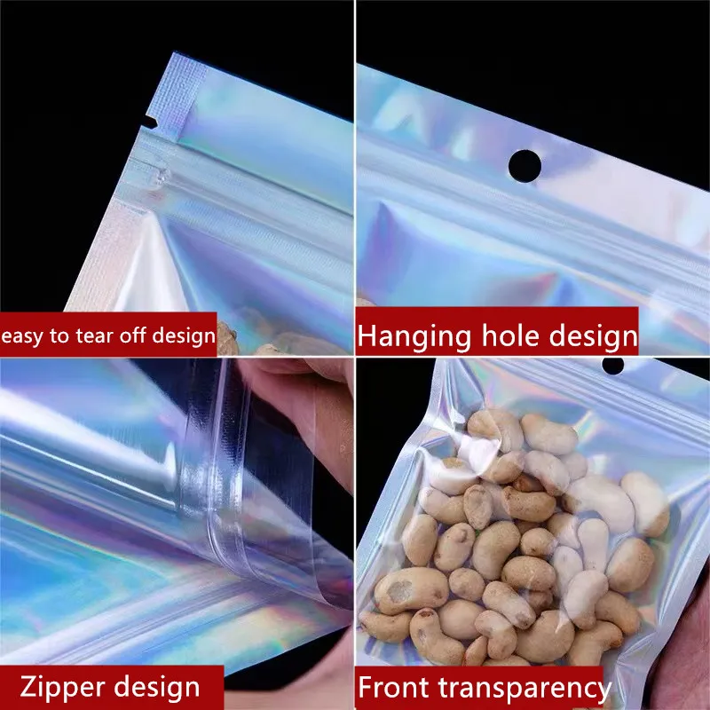 Wholesale Resealable Translucent Laser Zipper Lock Bag Holographic ...