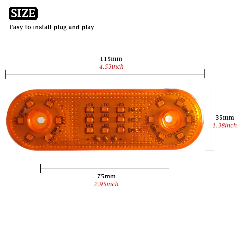 LED Side Marker Indicator For Car, Truck, Lorry, Trailer, Boat Front ...