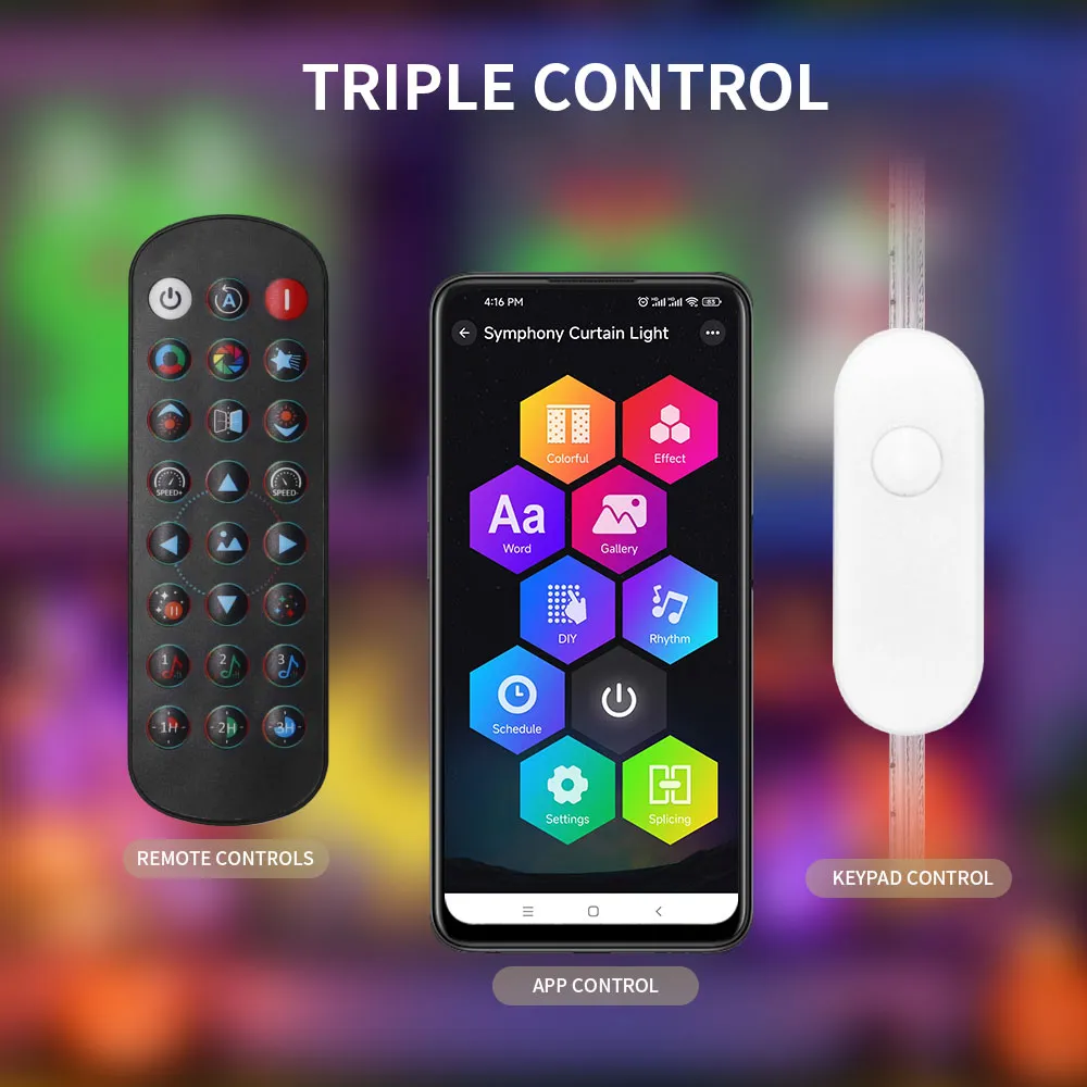 DHgate.com:Smart LED Curtain String Lights: 400 LEDs, App/Remote ...