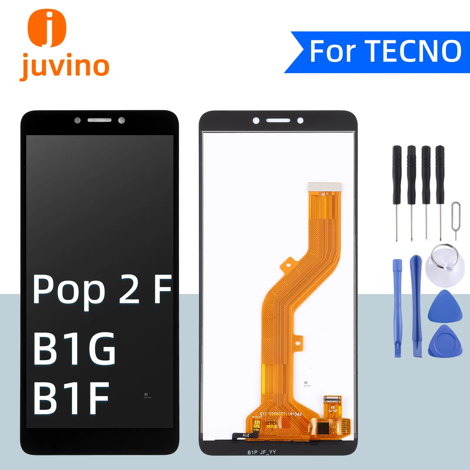 Original Tecno Pop 2 F LCD Display & Touch Screen + Tools Black from ...