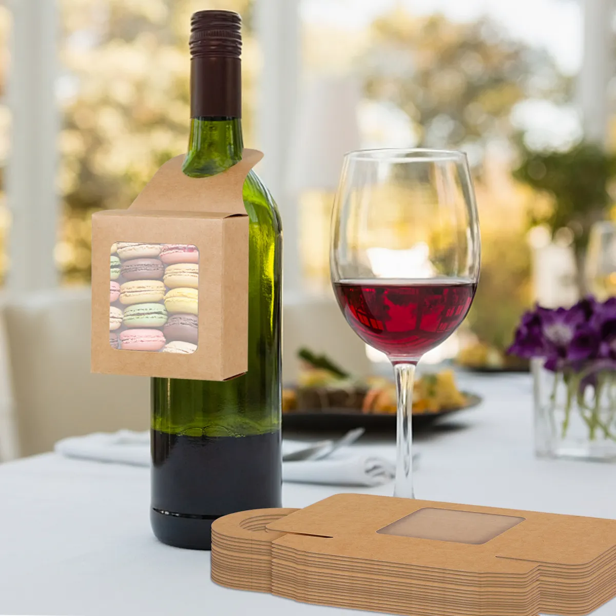 Kraft Wine Bottle Gift Boxes - Hanging Treat Boxes for Party Favors ...