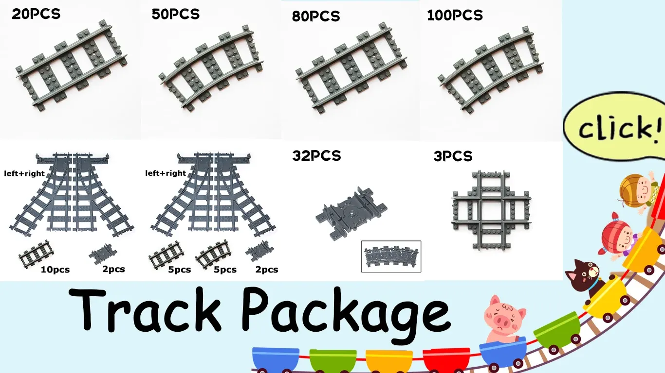 Train Tracks Toys and MOC Building Blocks: Interlocking Railway Track ...