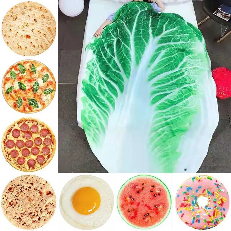 Fun Realistic Chinese Cabbage Tortilla Burrito Pizza Blanket Donut ...