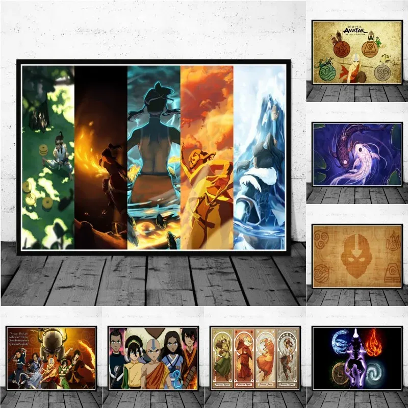 Avatar The Last Airbender Aang Fight Anime Art Canvas Wall Decor Home ...