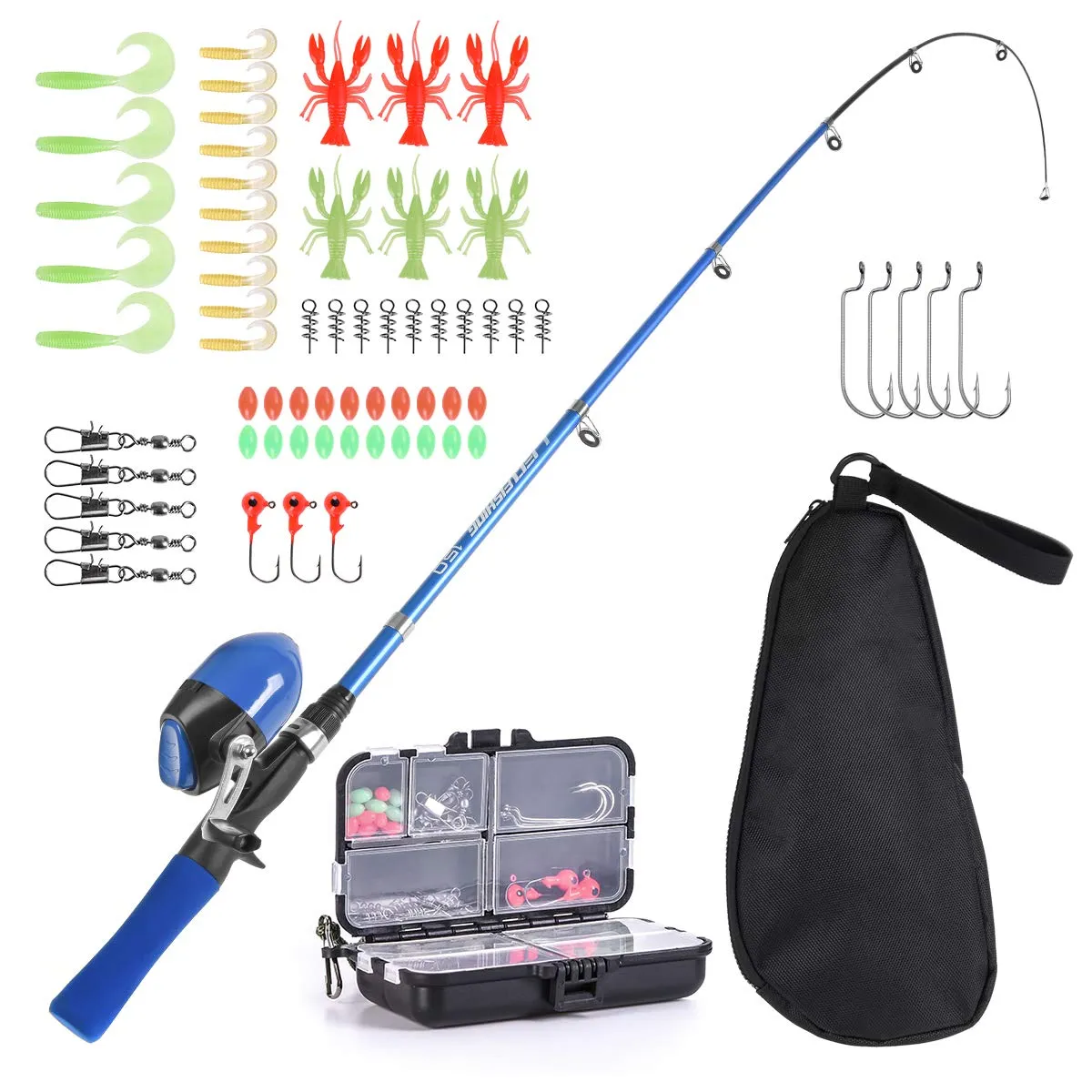 Kids Fishing Rod and Reel Combo Full Kit: 1.5m Telescopic Fishing ...