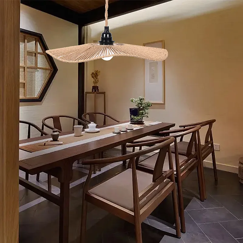 Boho Paper Rope Handwoven Lampshade for Restaurant Pendant Light ...