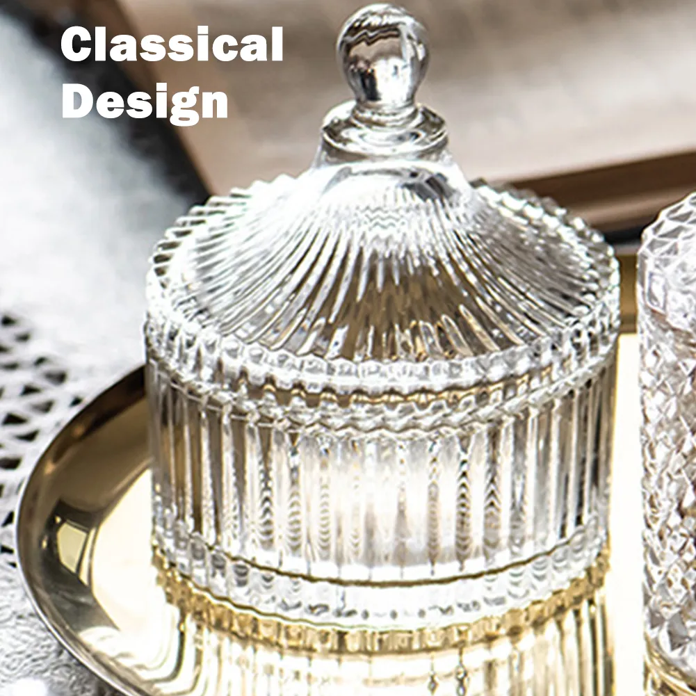 300ml Crystal Glass Storage Jar with Airtight Lid, Decorative Clear ...
