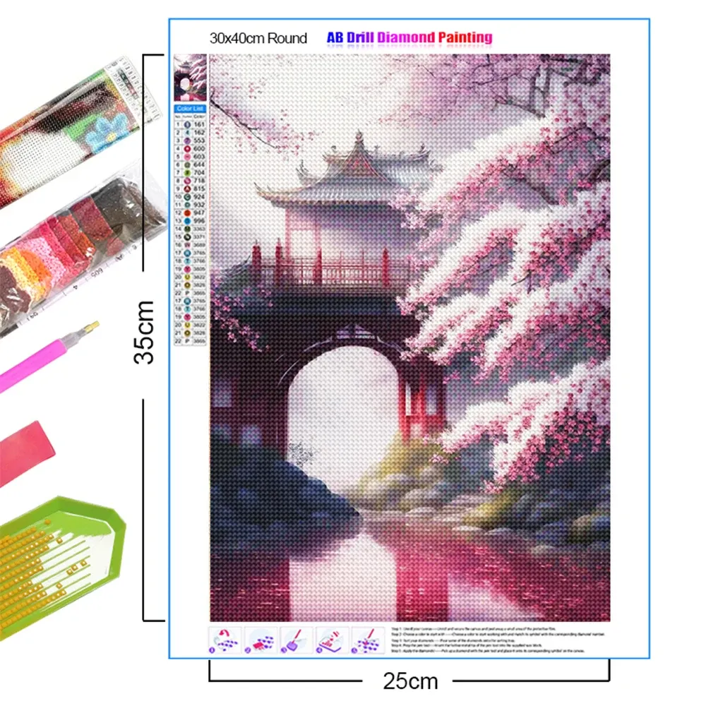 Partial Drill Diamond Painting Japanese Landscape: 5D DIY Diamond Art ...