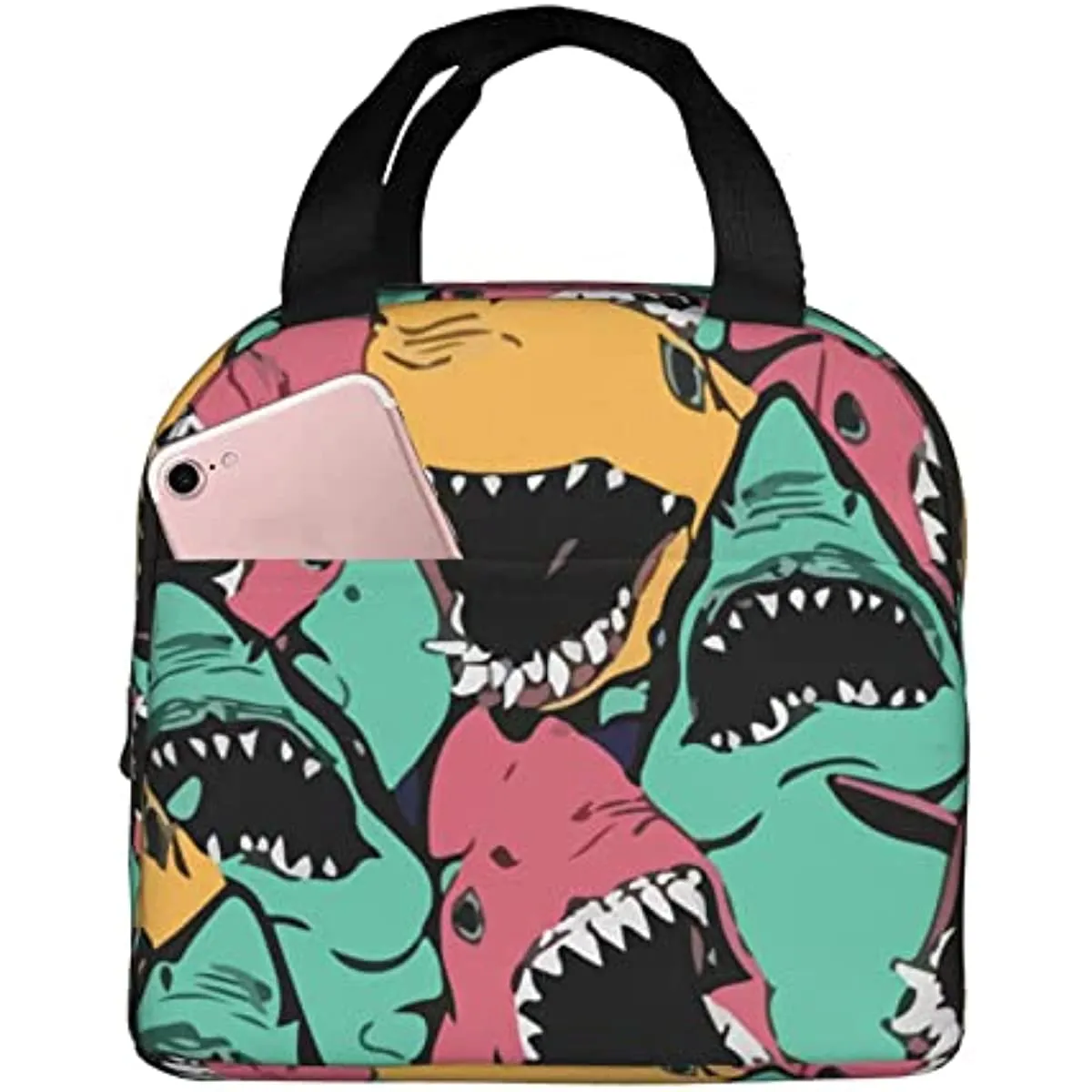Reusable Lunch Tote Bag Insulated Durable Cooler Lunch Box With Shark ...