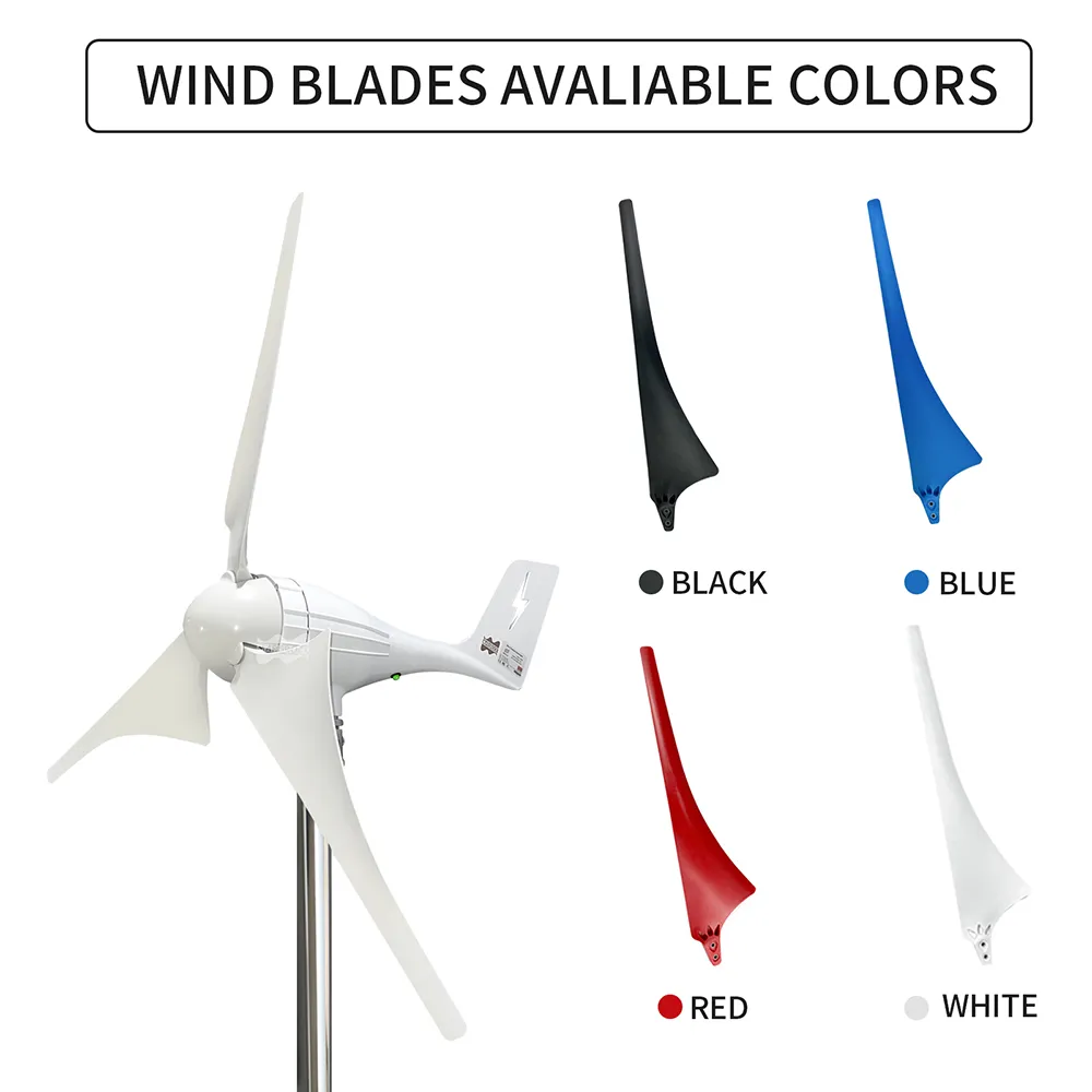600W 2m/s Wind Turbine Generator w/ MPPT Controller, 3 or 5 Blades, AC ...