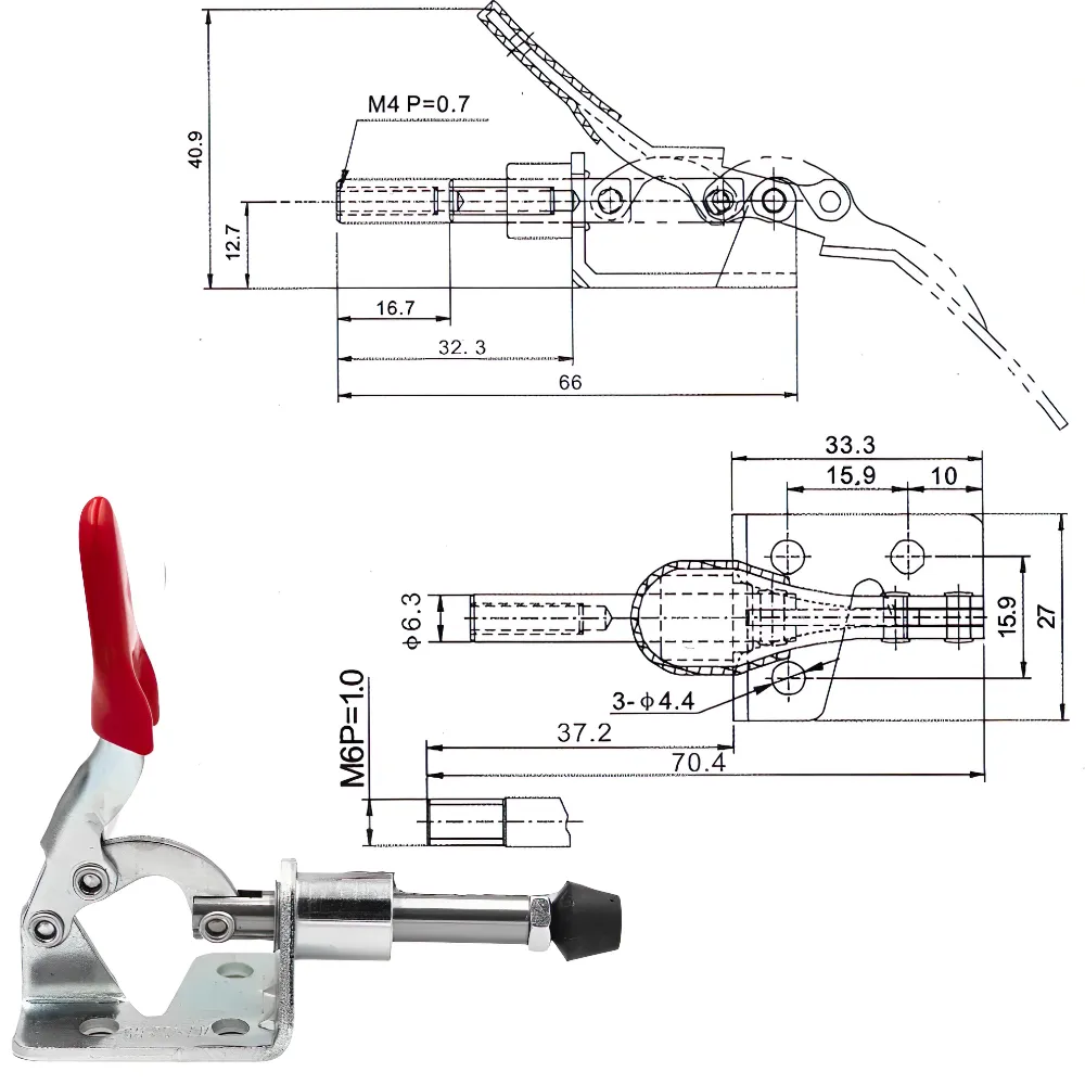 50mm Thread Star Hand Knob Tightening Screw With Toggle Clamp, Vertical ...