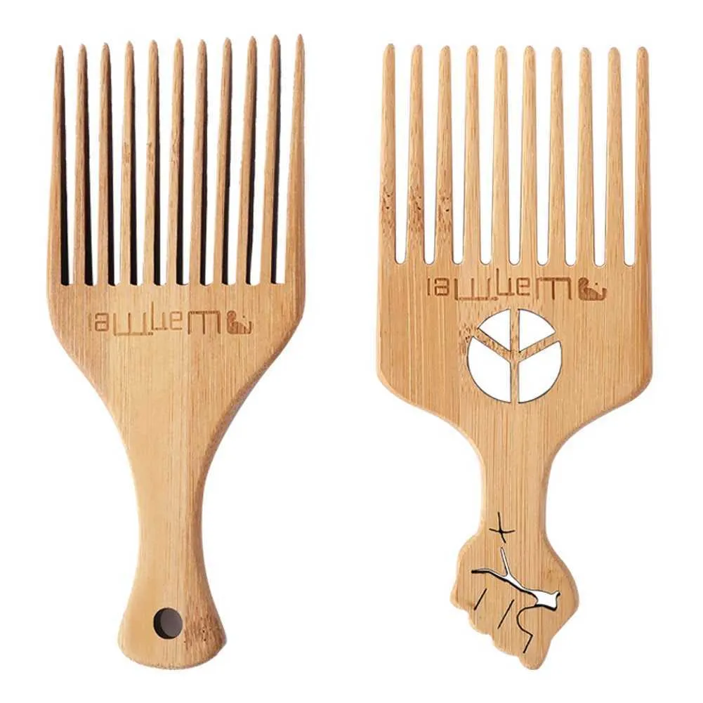Wide Tooth Bamboo Comb for Detangling Wet & Dry Hair - Professional ...