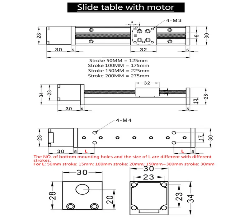 Mini T Type Sliding Table Rail With Nema11 28mm Stepper Motor For XYZ ...