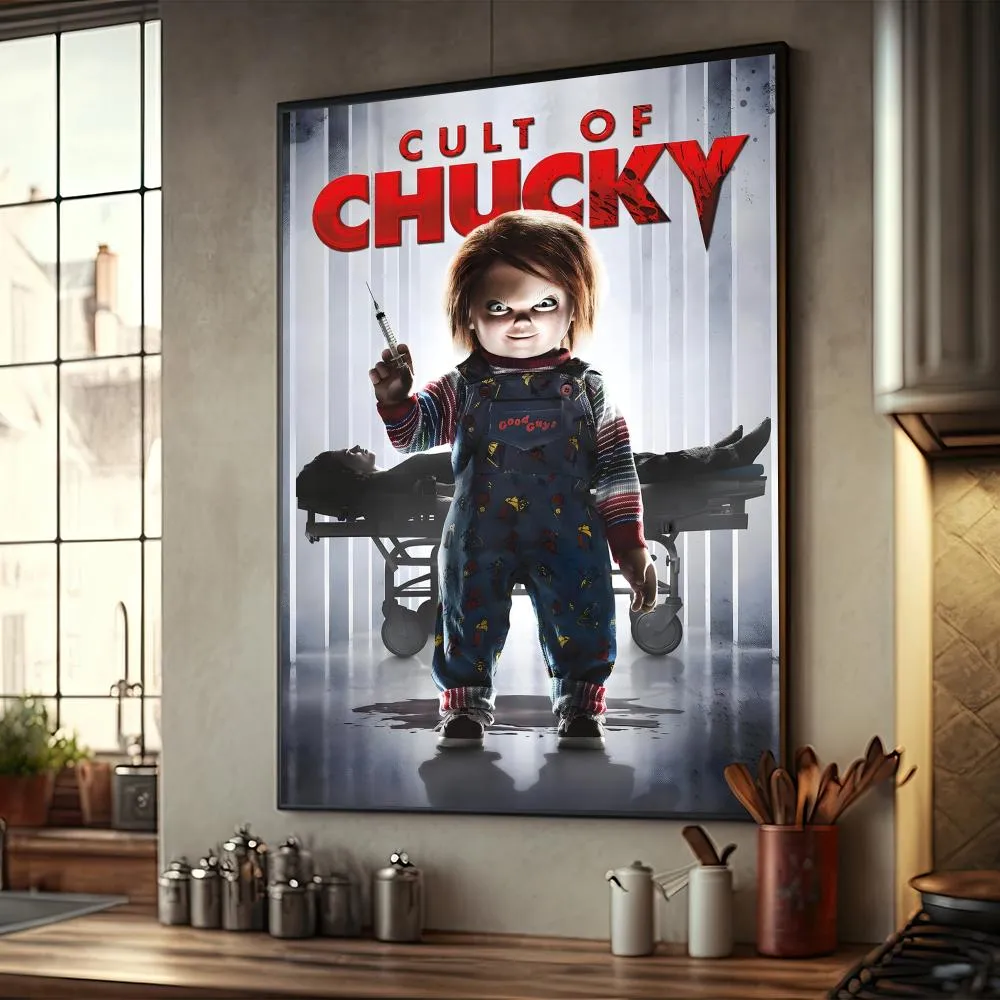 White Classic Chucky Horror Wall Sticker Poster DIY Living Room Bar ...