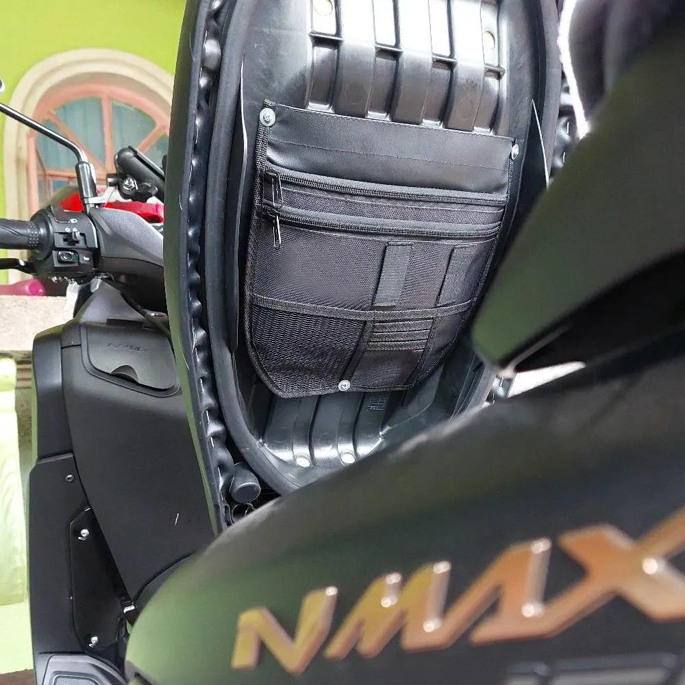 Double Pocket Motorcycle Scooter Seat Bike Bag With Elastic Belt Ideal ...