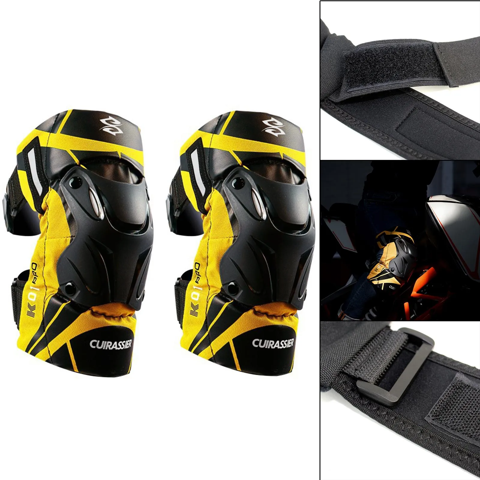 Unisex Motorcycle Knee Pads with Adjustable Straps and Impact-Resistant ...