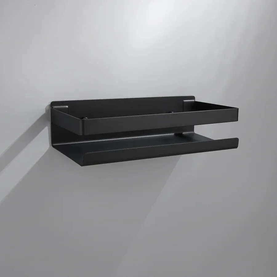 Bathroom Corner Shelves: Matte Black/Brushed Silver Kitchen Wall Shelf ...