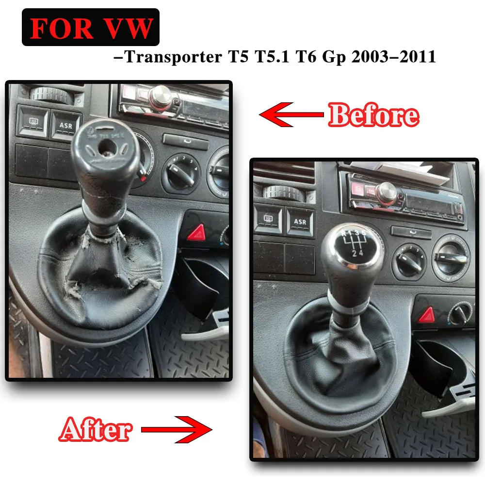 ABS Leather Car Gear Shift Knob Shifter Lever with Gaiter Boot for VW ...