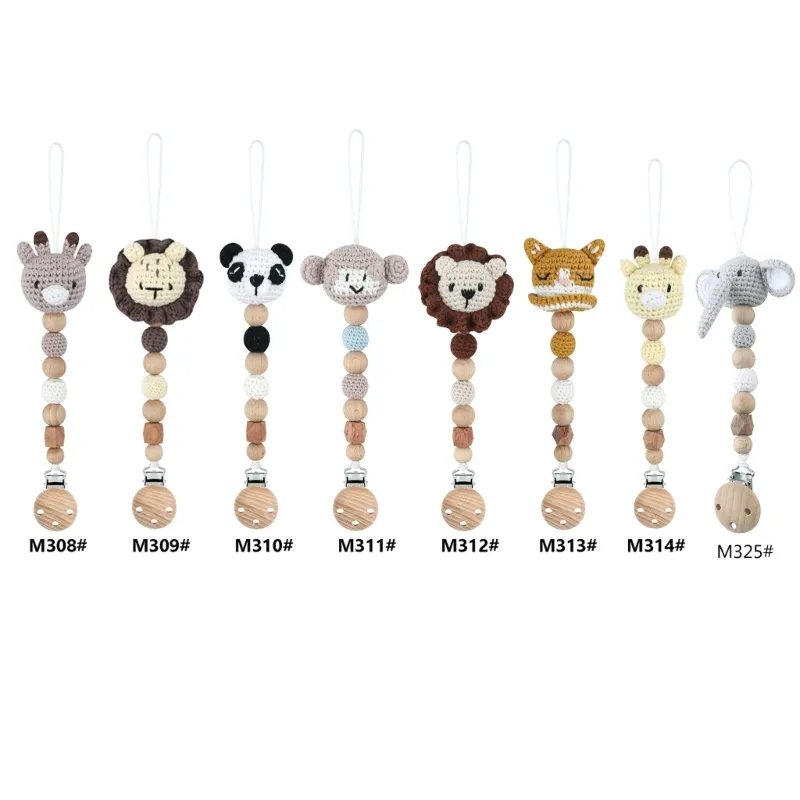 Pacifier Teething Clip with Knitting Animal Pendant and BPA-Free ...