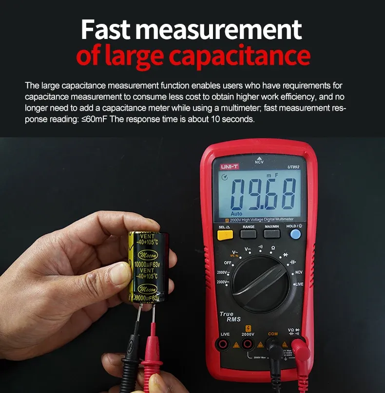 UNI-T UT892 2000V High-Precision Digital Multimeter with Capacitance ...