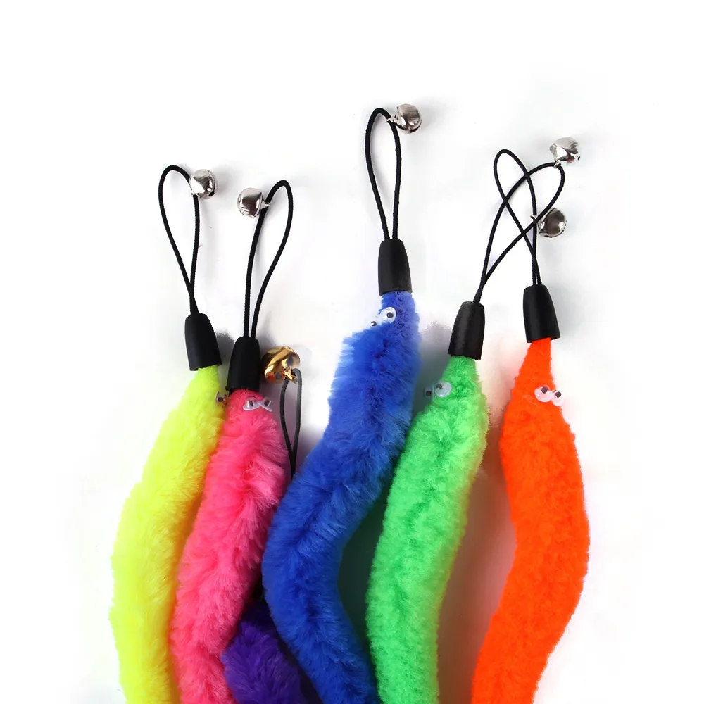 Cat String Toy Interactive Plush Worms Teaser String With Bells ...