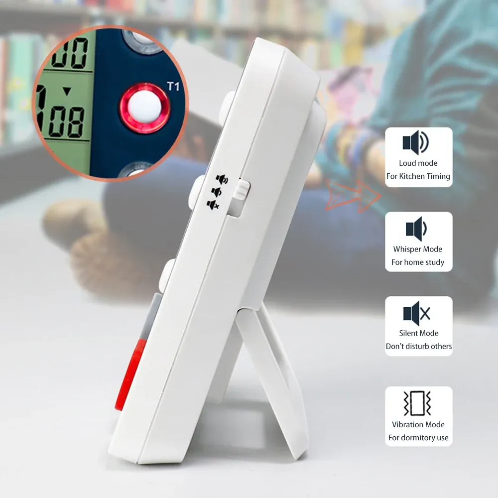 3-Channel Kitchen Timer with 100-Hour Countdown, Stopwatch, and 3 ...