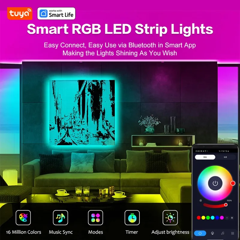 Flexible RGB led strip with Bluetooth APP Control, Music Sync, Color ...