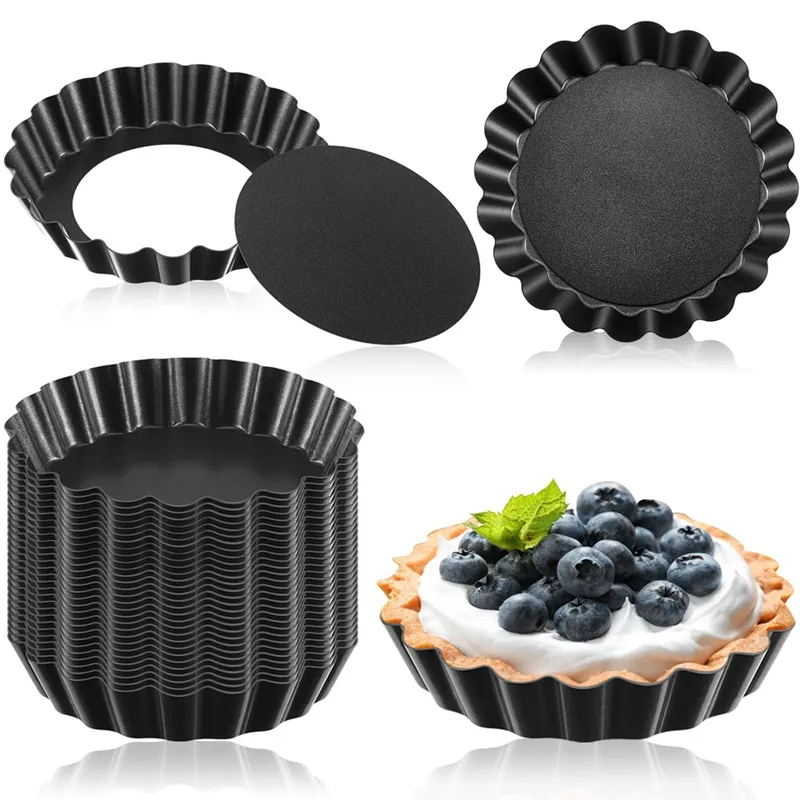 32-Pack 3 Inches Mini Tart Tins with Removable Bottom - Round Quiche ...